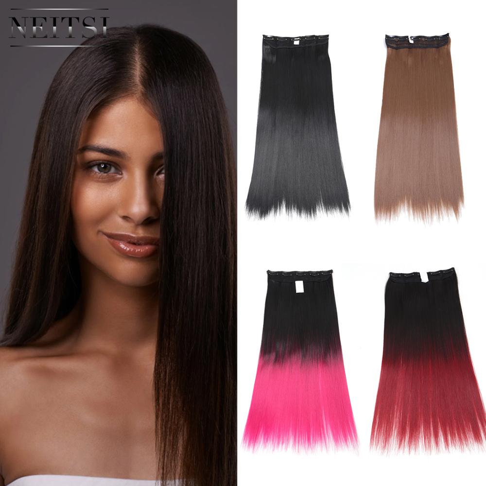 Neitsi 20" Synthetic Long Straight 5 Clips In One ... – Grandado