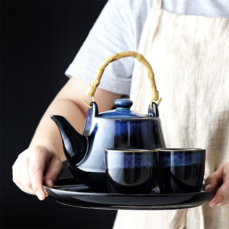 Japanese Ceramic Kiln Change Blue Glaze Tea Cup Ho... – Grandado