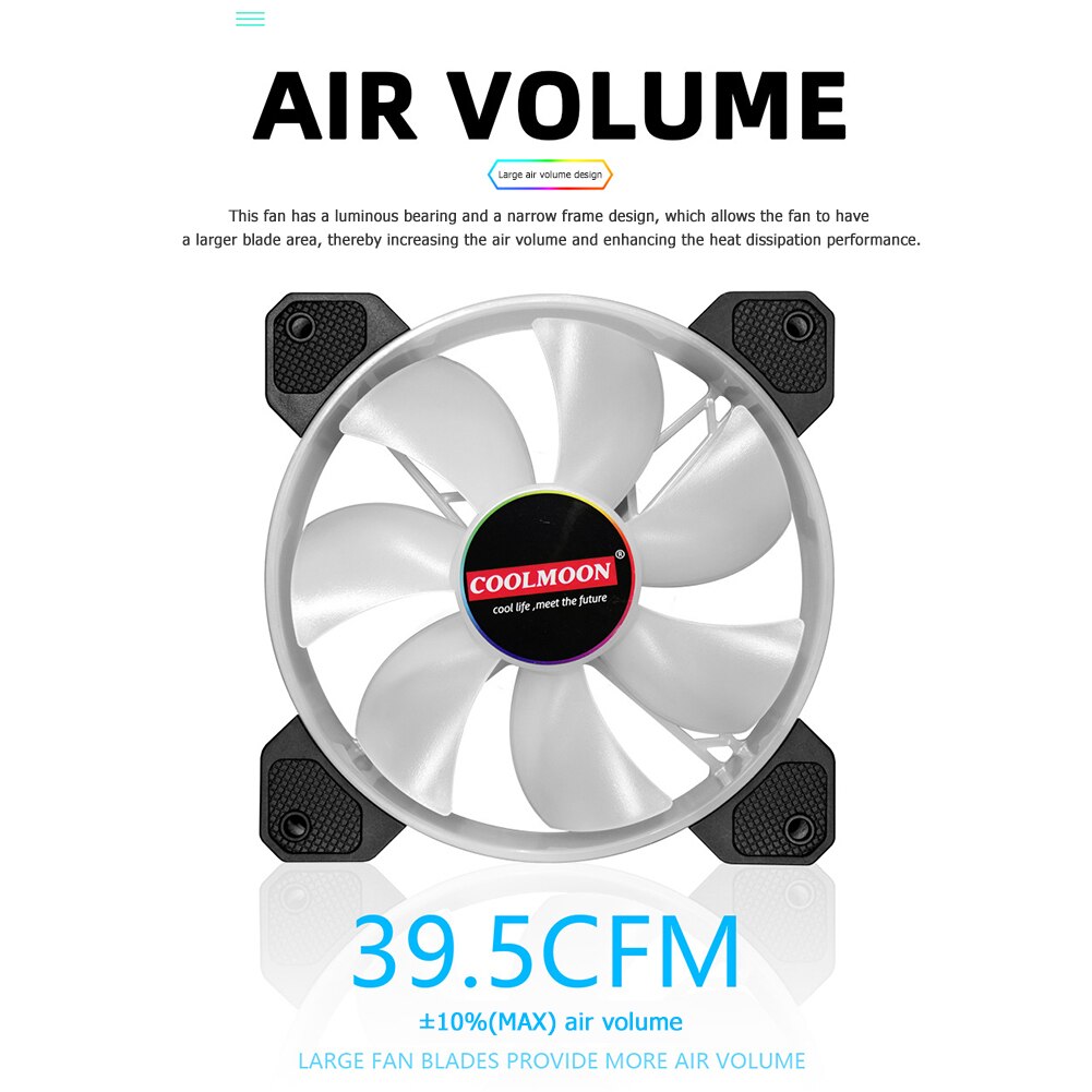 COOLMOON 140mm RGB Fan Mute 6Pin PC Case Computer ... – Grandado