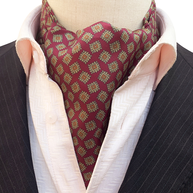 Men Ascot Ties Unique Burgundy Floral Ascots Crava... – Grandado