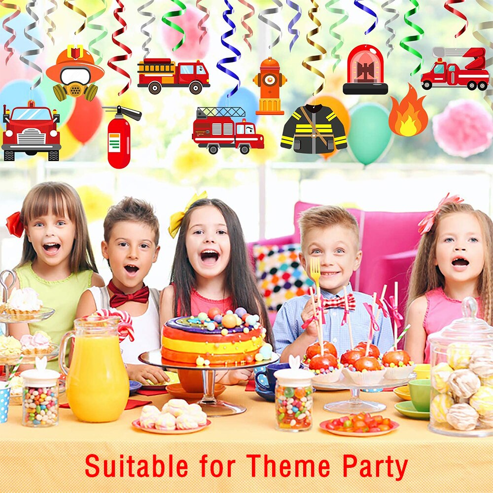 30Pcs Fire Theme Truck Swirls Birthday Decorations... – Grandado