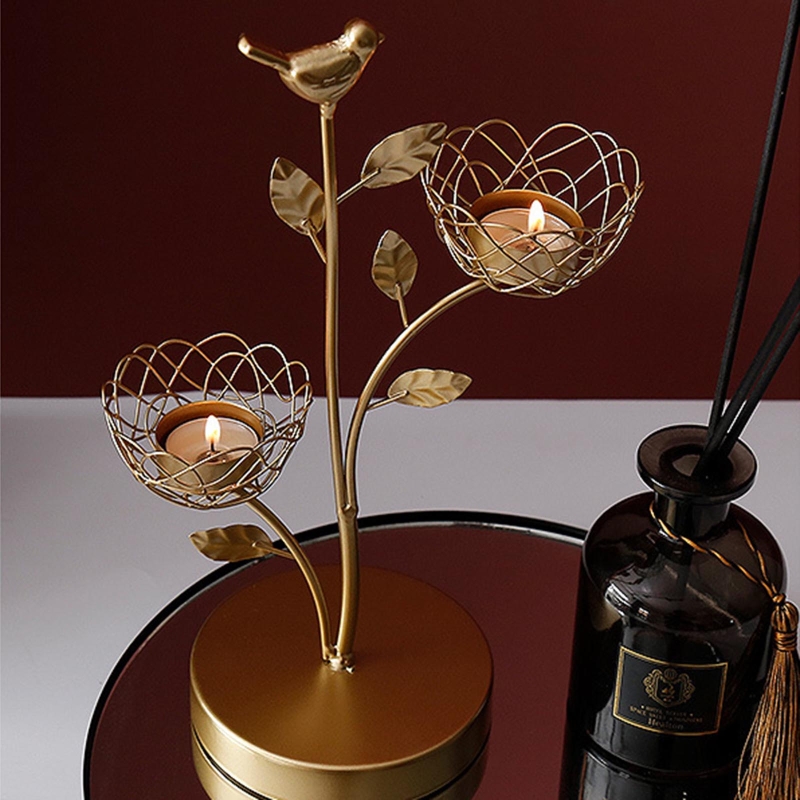 Nordic Golde Bird Wrought Iron Candlestick Scented... – Grandado