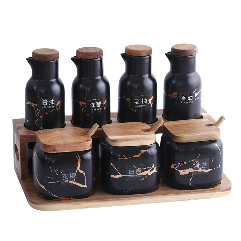 Kitchen seasoning box set oil bottle combination h... – Grandado