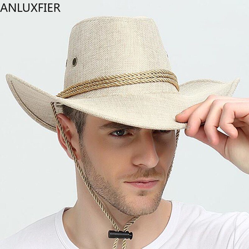 H7268 Western Cowboy Hoed Man Zomer Zonnescherm Vi... – Grandado