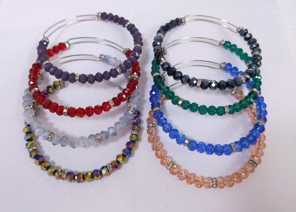 6MM Beads Adjustable Bangle Crystal Bead With Wire... – Grandado