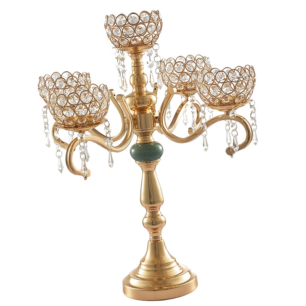 European Style Candelabra 5 Arms Crystal Candle Ho... – Grandado