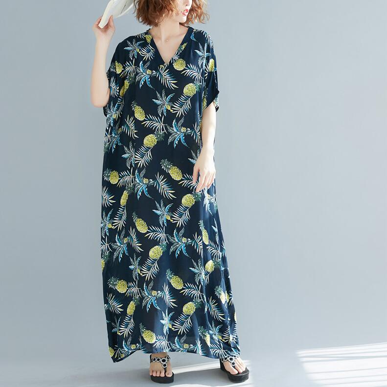 Boho Jurken Zomer Gewaad Vintage Femme V-hals Prin... – Grandado