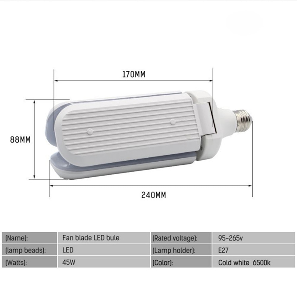 156Pcs Led Deformable Garage Light 60W E27 85-265V... – Grandado