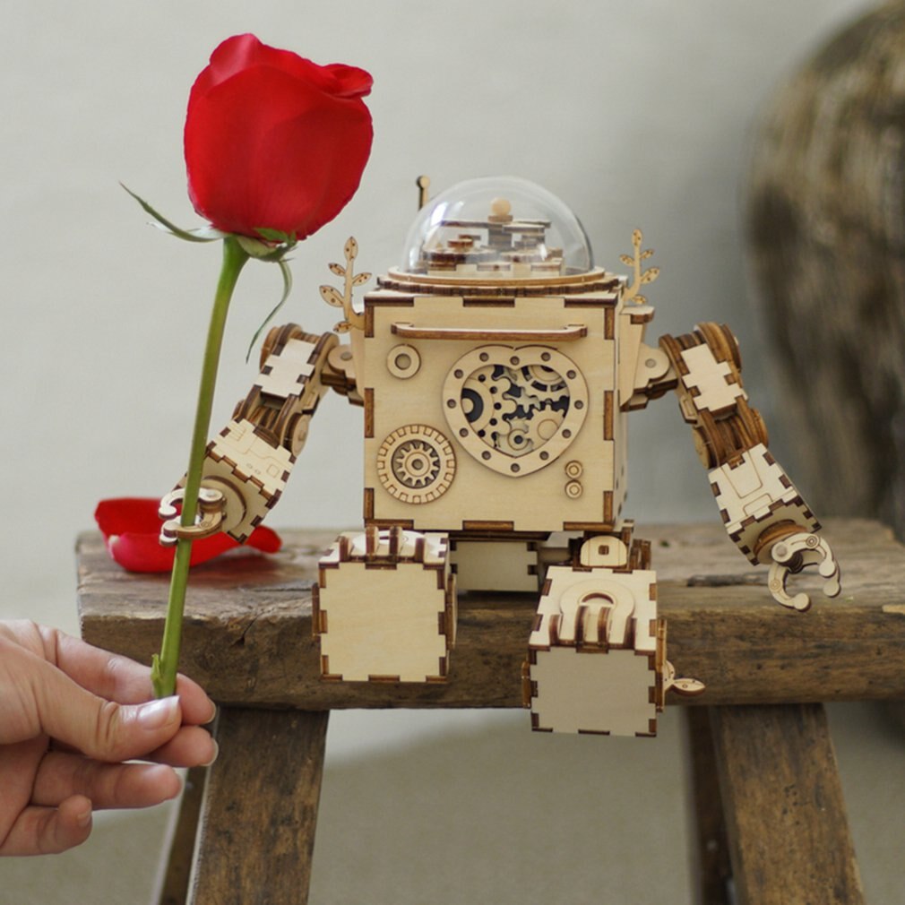 Robot wooden music box Awake at the beginning of l... – Vicedeal