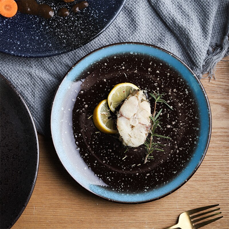 Japanese Ceramic Dinner Plate Round Steak Breakfas... – Vicedeal