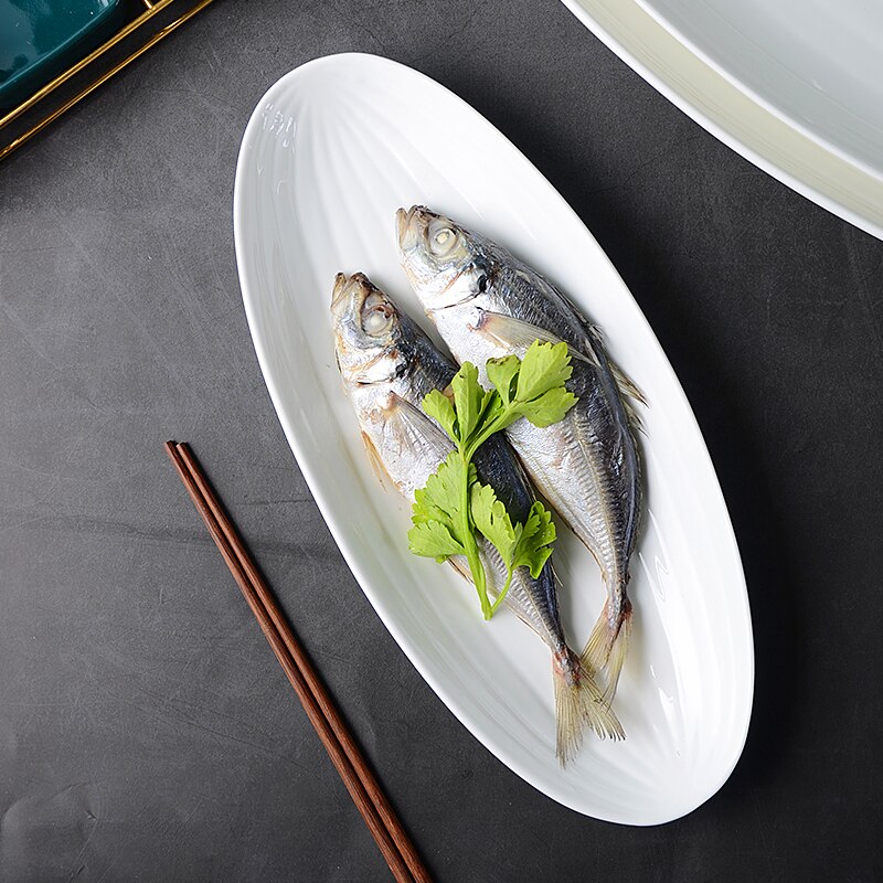 Western food hotel fish plate Olive oval long plat... – Vicedeal