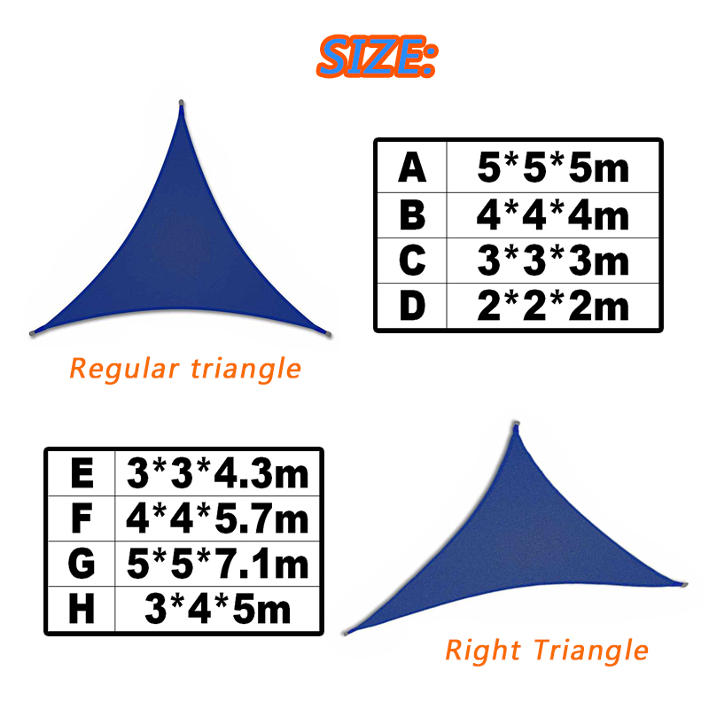 8 Sizes Blue 300D Regular Triangle Shade Sails Wat... – Grandado