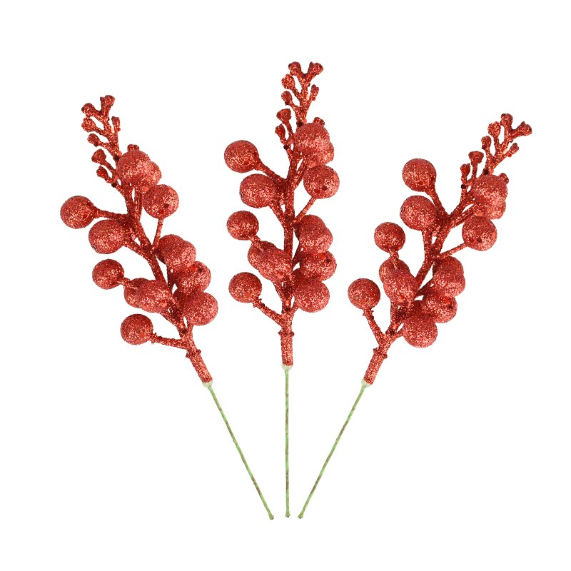 3Pcs Glitter Red Berry DIY Christmas Decorations F... – Vicedeal