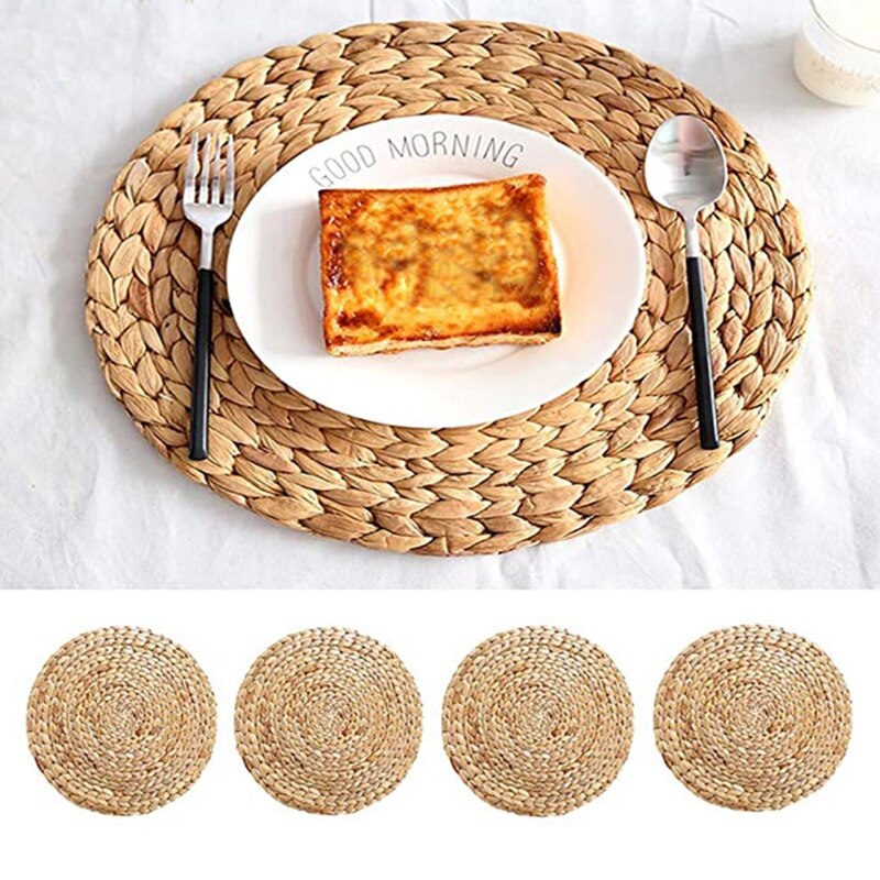 2PC Natural Woven Handmade Round Placemat Table Ma... – Vicedeal