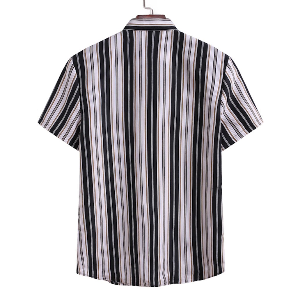 Striped Shirt Men Summer Short Sleeve Top Shirts M... – Grandado