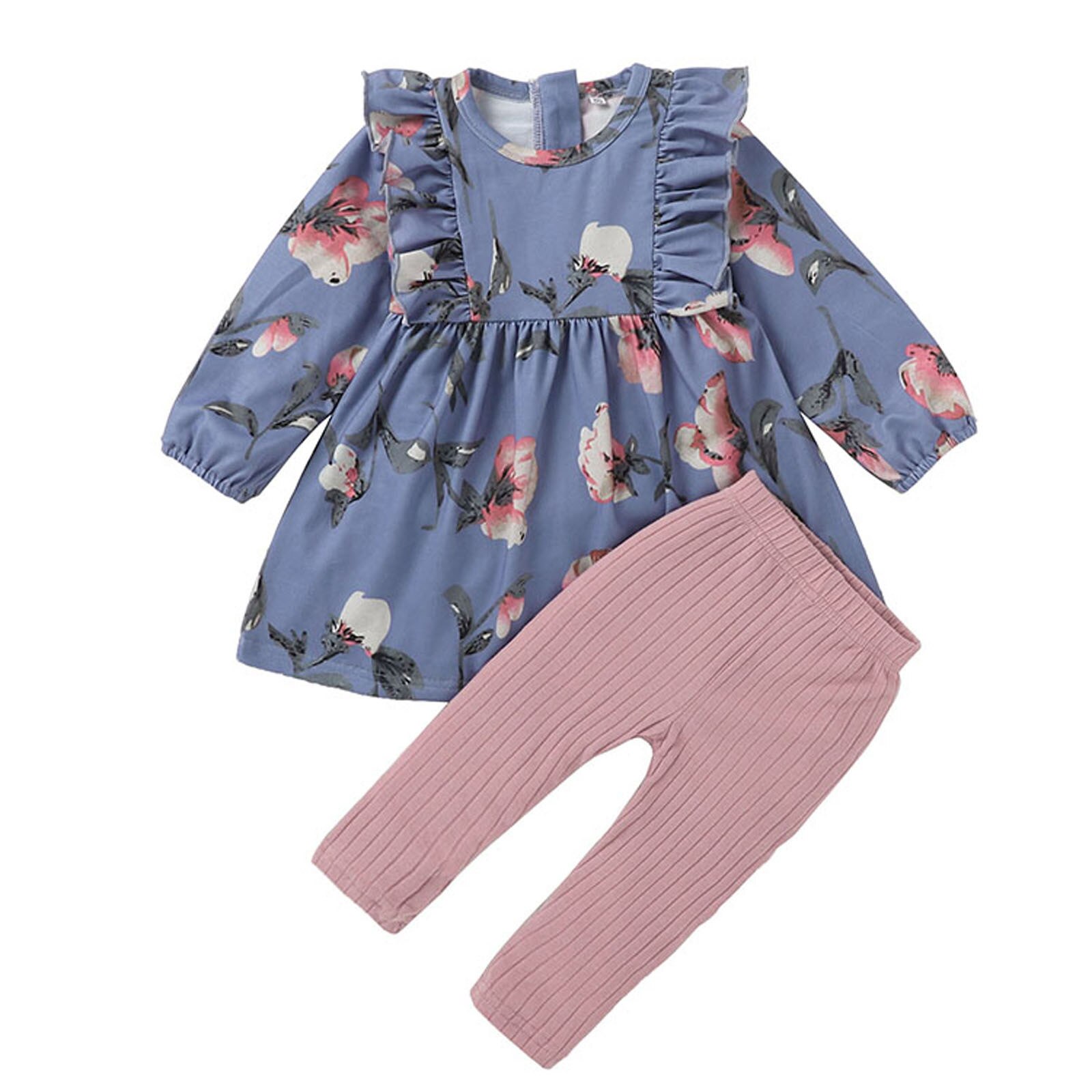 Kinderkleding Sets Baby Meisjes Bloemen Solid Ruch... – Vicedeal