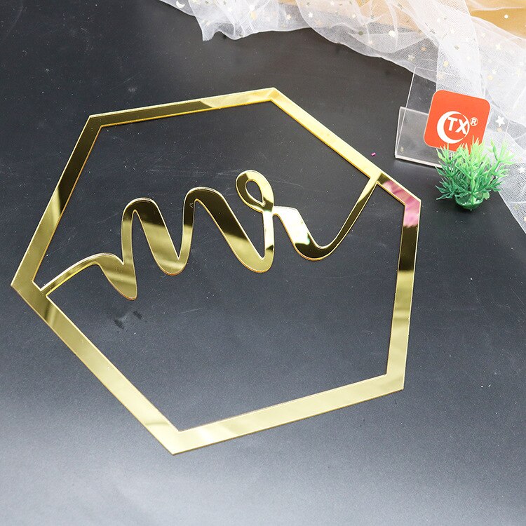 Mirror Gold Mr & Mrs Wedding Chair Signs Gold ... – Grandado