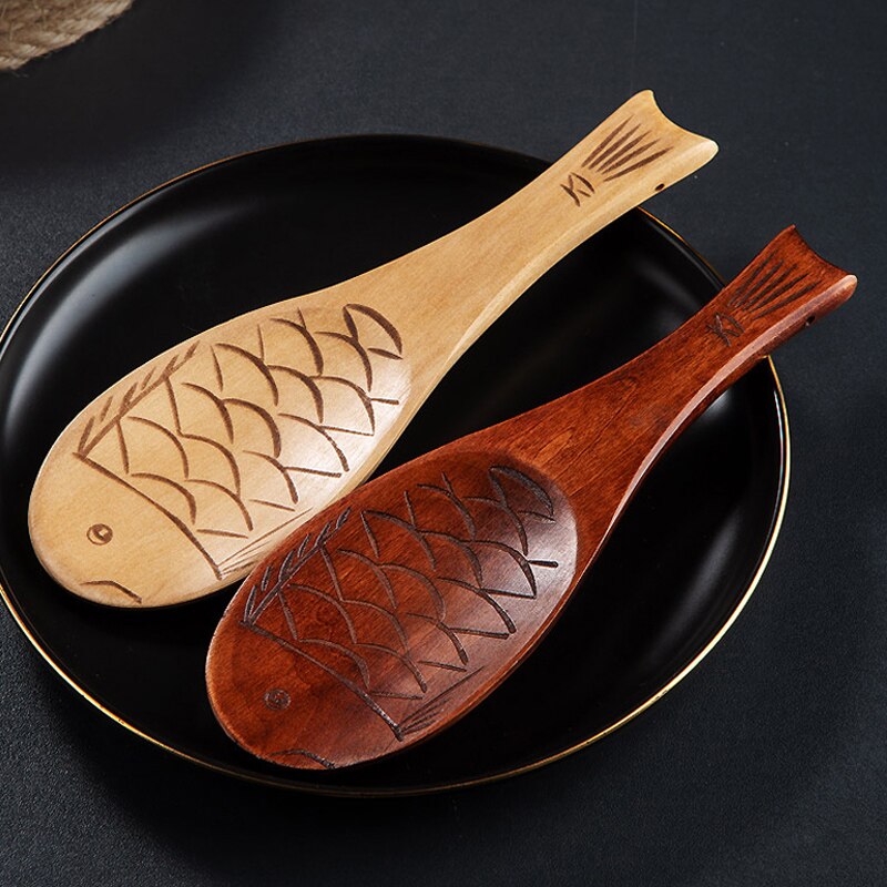 1Pc Rice Spoon Cute Fish Shape Wood Spoon Rice Sco... – Vicedeal