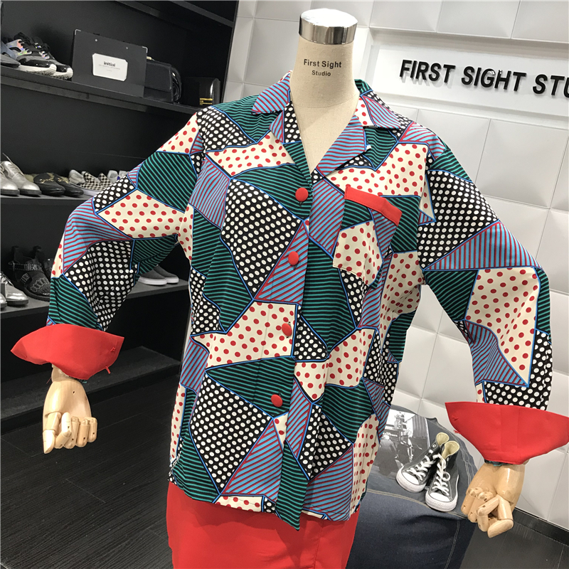 Herbst Runway Frauen Zwei Stück Set Polka Dot Druc... – Vicedeal