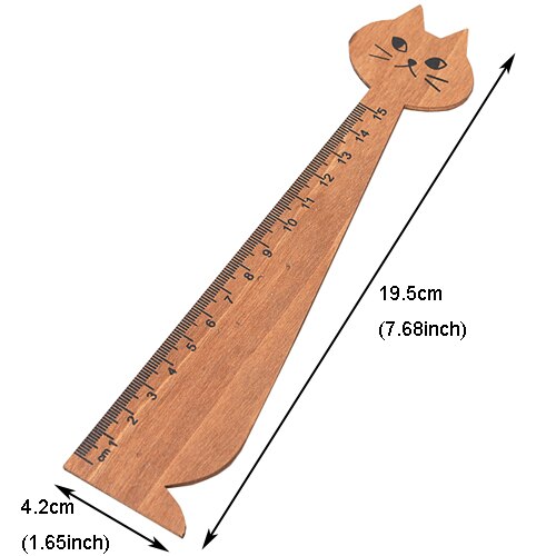 1pc Cat Wooden Ruler Brown Black Straight Ruler Wo... – Grandado