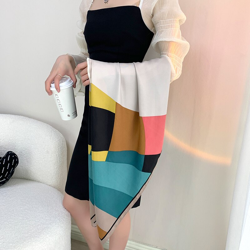 90cm * 90cm Scarf Lady Shawl Printed Silk Felt Hea... – Grandado
