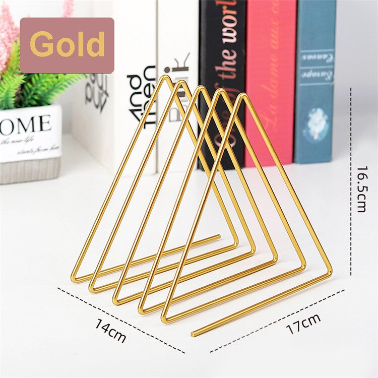 Bookends Golden Triangle Iron Art Book Stand Offic... – Grandado