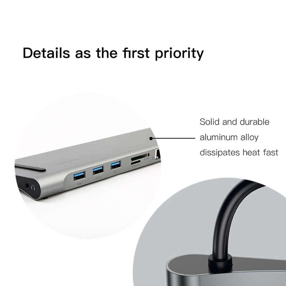 10 in 1 Type-C to USB 3.0 TF HDMI VGA RJ45 Mini DP... – Grandado