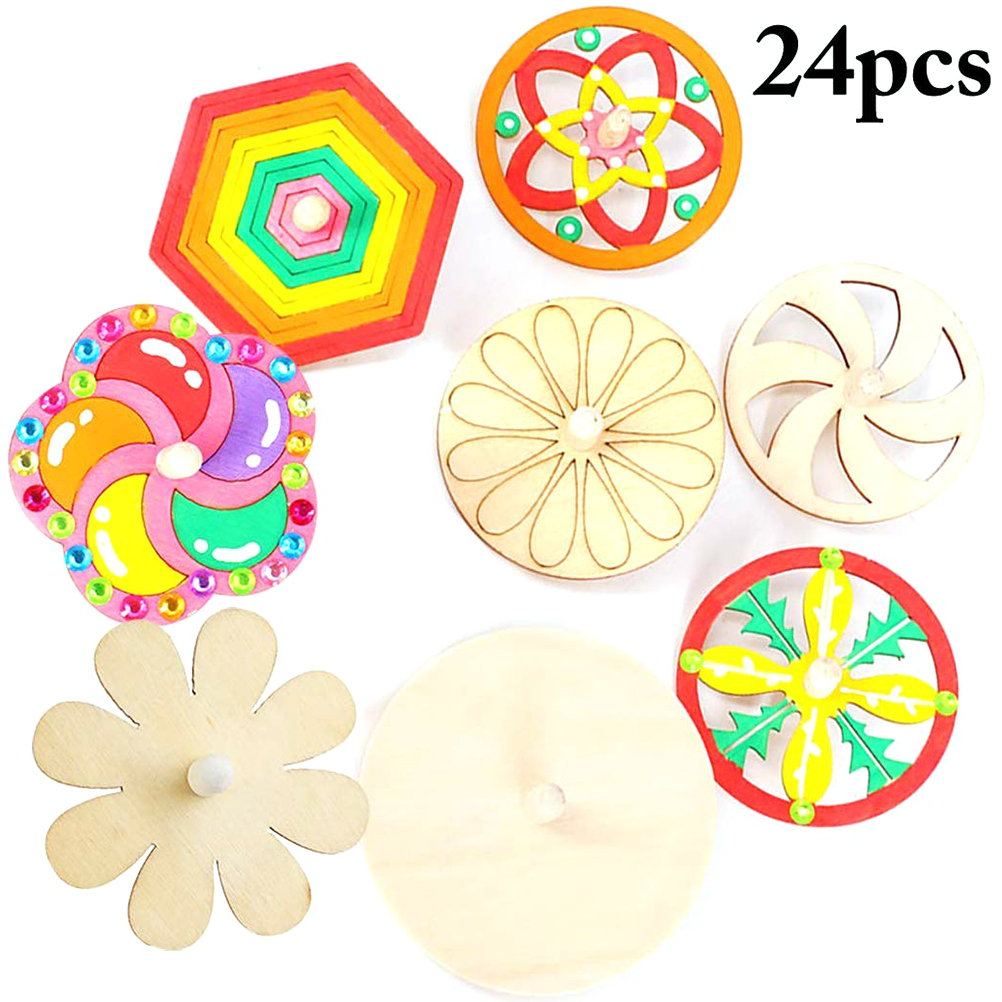24pcs / Set Of Wooden DIY Spinning Top Toy Childre... – Grandado