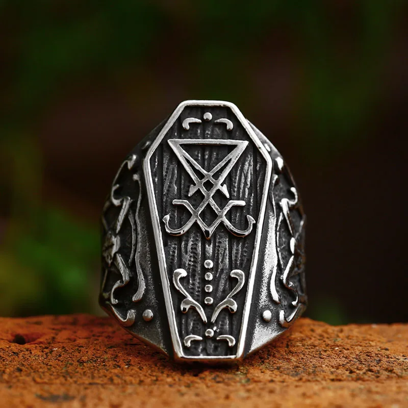 Special Stainless Steel Coffin Ring Lucifer Satan ... – Grandado