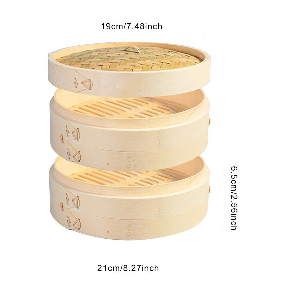 2 Tier Cooking Steamer Bamboo Steamer Fish Rice Ve... – Grandado