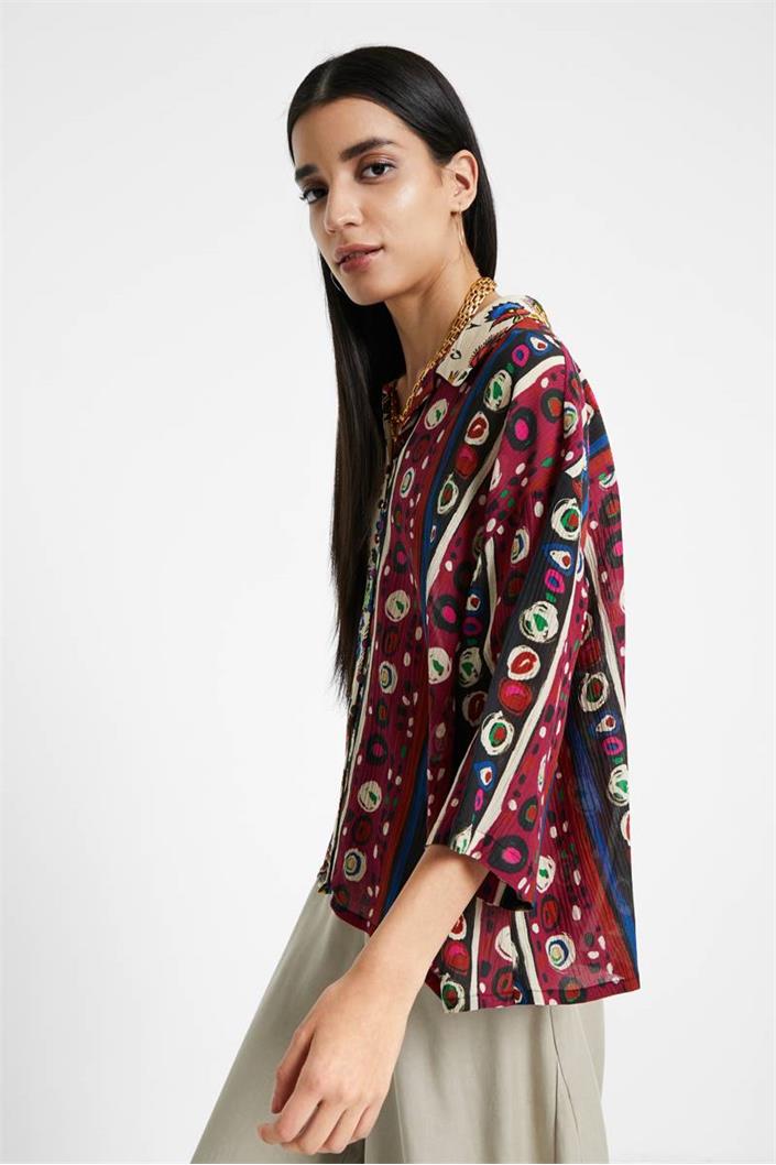 Spanish-style print patchwork loose blouse – Vicedeal