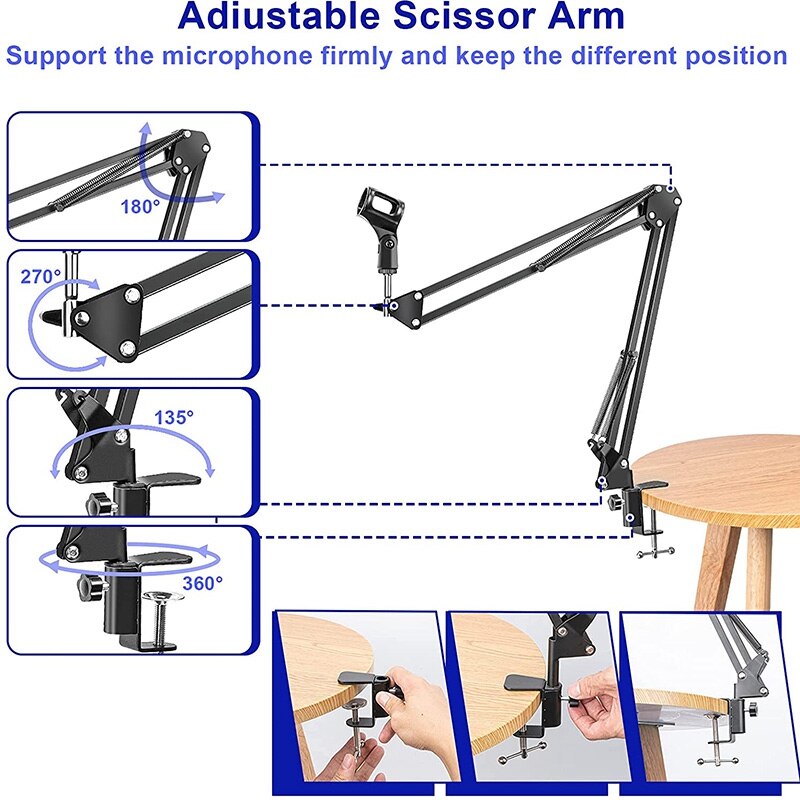 Microfoon Arm Stand, Verstelbare Suspension Boom S... – Grandado