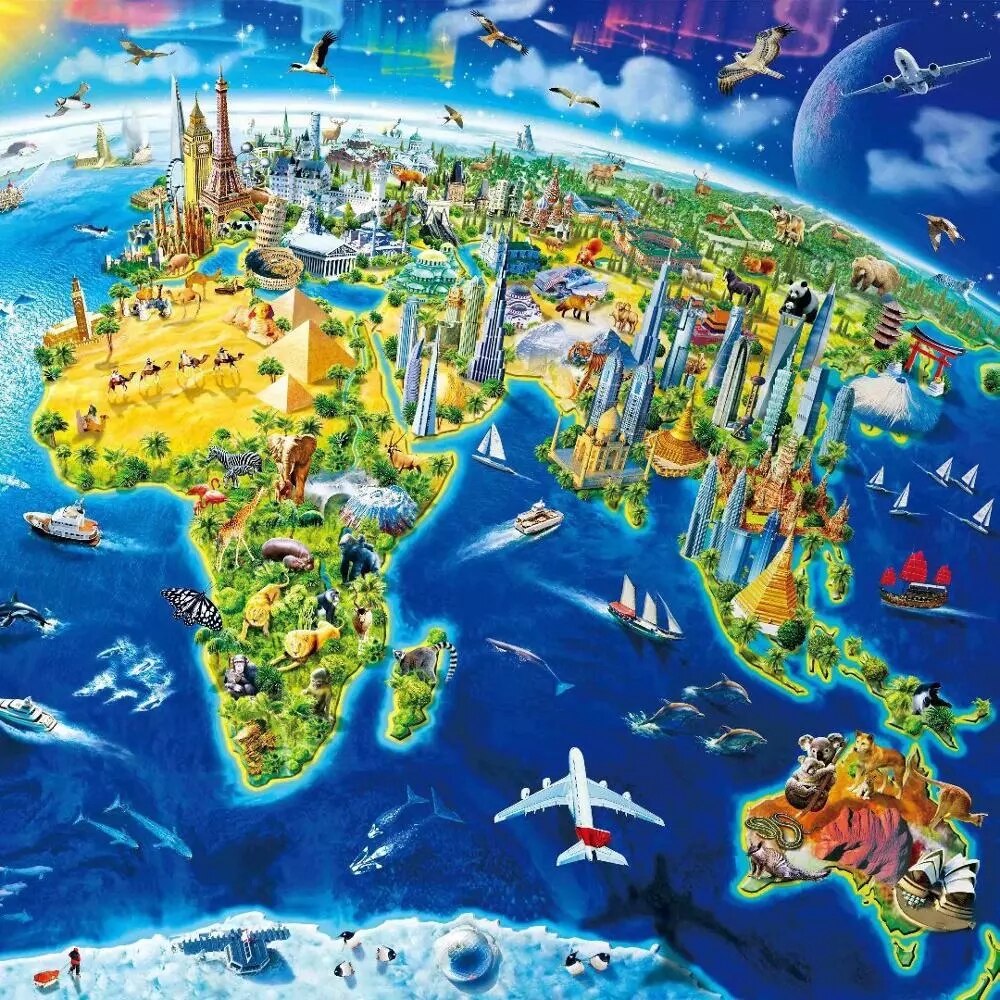 1000 3D piezas de Puzzle mapa del mundo para adult... – Grandado