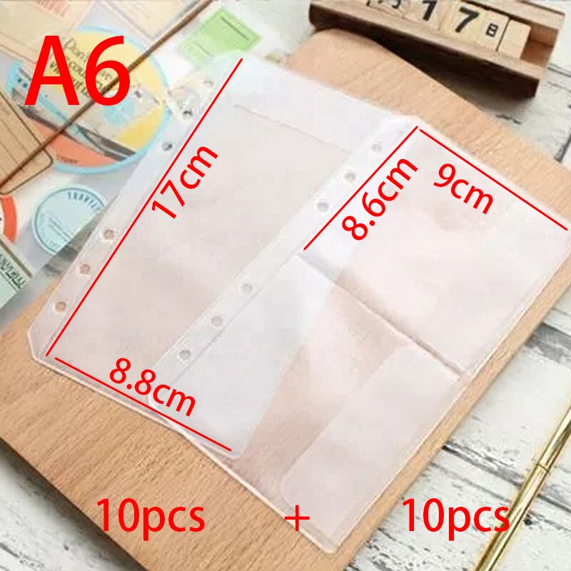 20pcs A6 Binder Pocket Transparent PVC Pouch For 6... – Grandado
