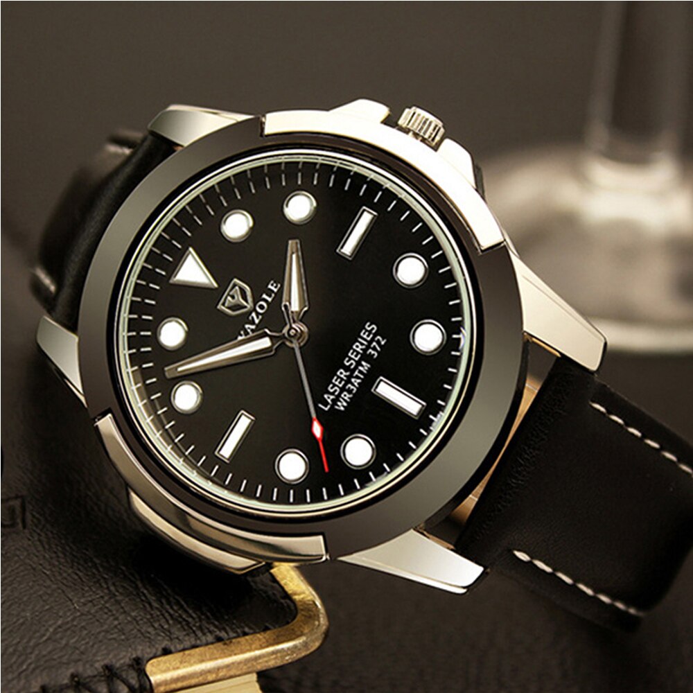 YAZOLE Watches Leather Strap Watch For Men Quartz ... – Grandado