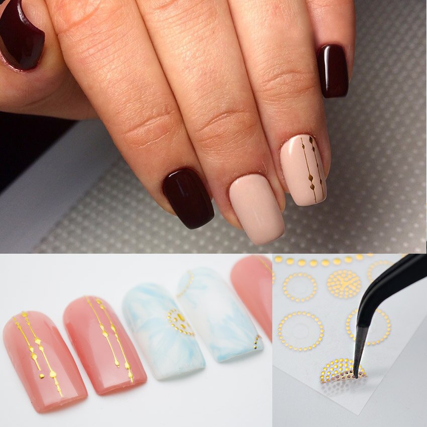 1 Sheet Geometric Pattern Gold 3D Nail Art Sticker... – Grandado