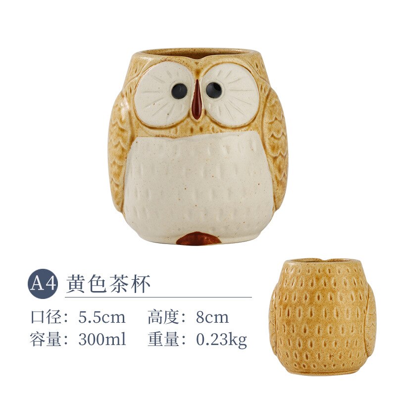 Japanese Cute Owl Ceramic Cup Cartoon Owl Shape Wa... – Grandado