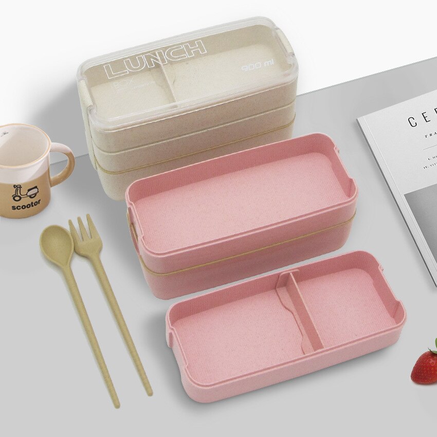 900ml 3 Layers Lunch Box Eco-Friendly Wheat Straw ... – Grandado