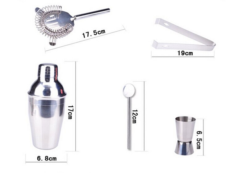 5 Pcs Stainless Steel Cocktail Shaker Mixer Drink ... – Vicedeal