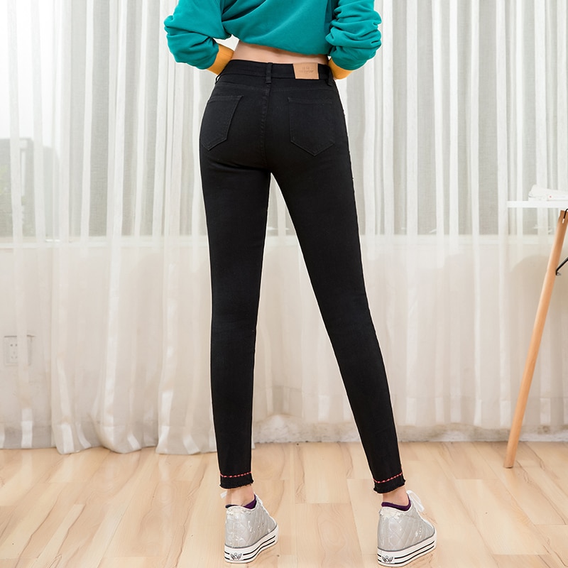 LEIJIJEANS classic casual nine points jeans embroi... – Grandado