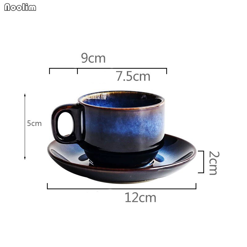 European Deep Blue Ceramic Coffee Cup and Saucer S... – Vicedeal