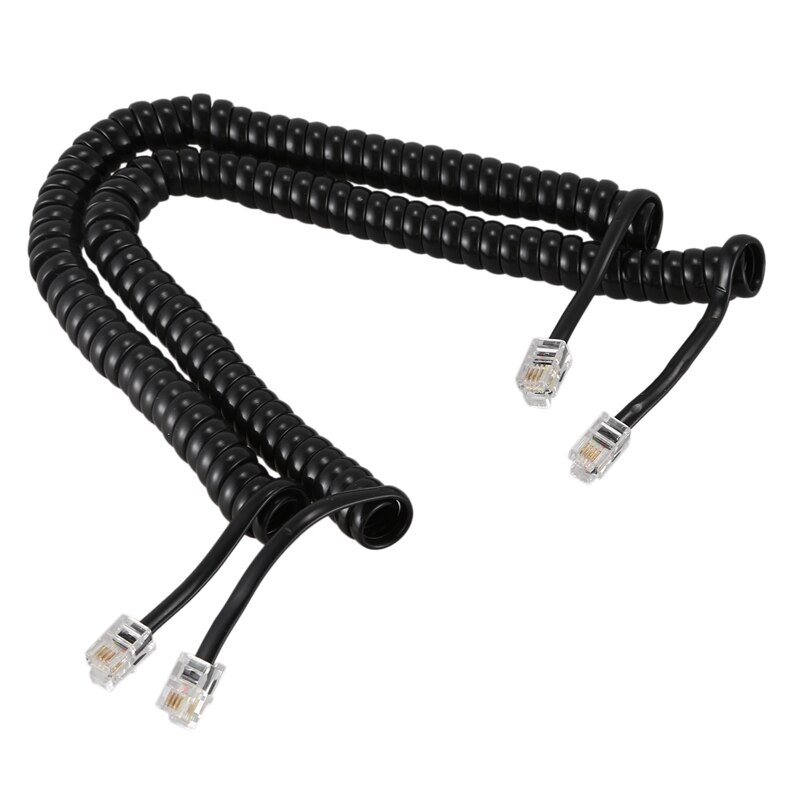 2 Pcs 2M RJ9 4P4C Plug Coiled Stretchy Telephone H... – Grandado