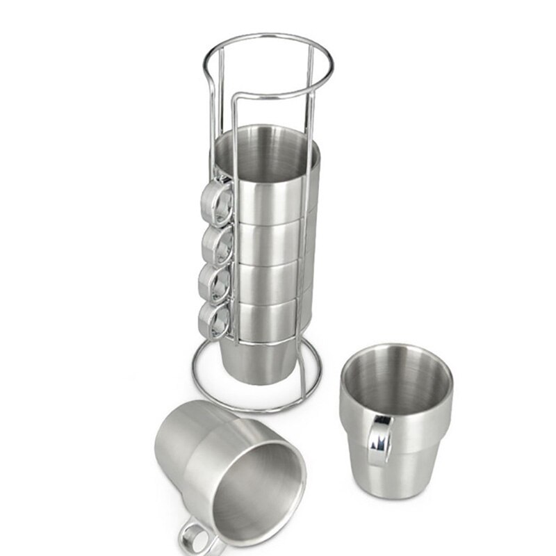 250Ml Rvs Cups Met Houder Double Layer Cups Met Ha... – Grandado