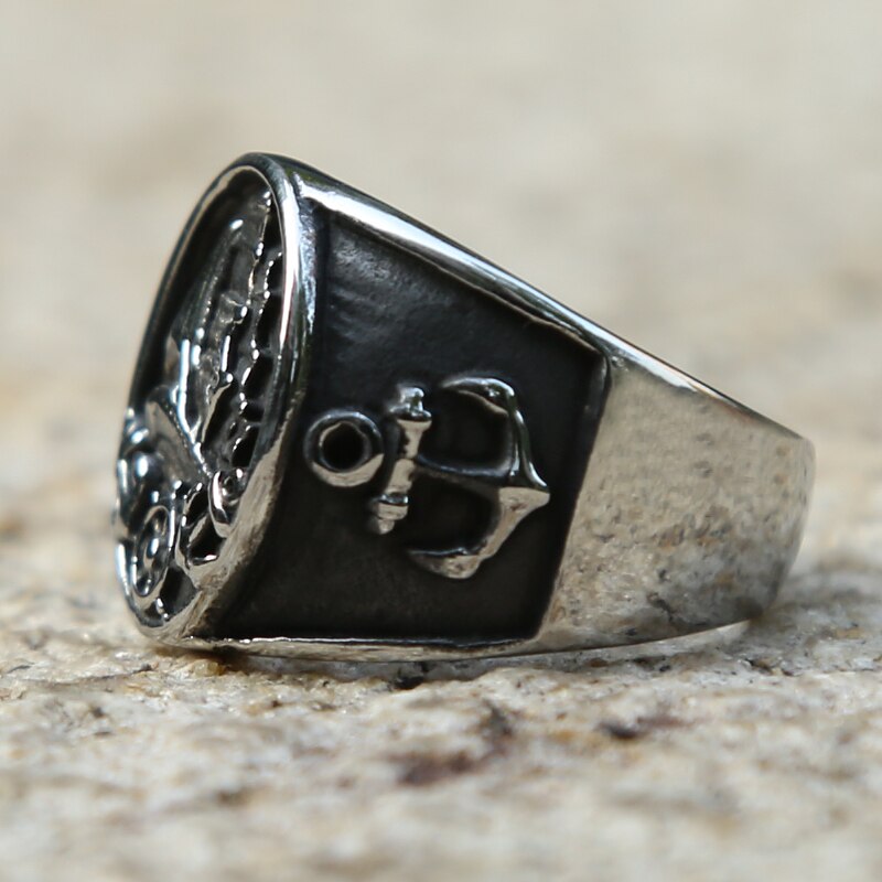 Black Punk Gothic Pirate Sailboat Ring Men Stainle... – Grandado