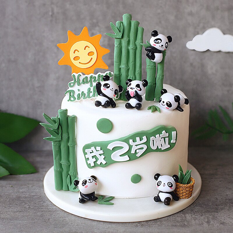 Panda Cake Toppers Bamboe Blad Decoratie Gelukkige... – Vicedeal