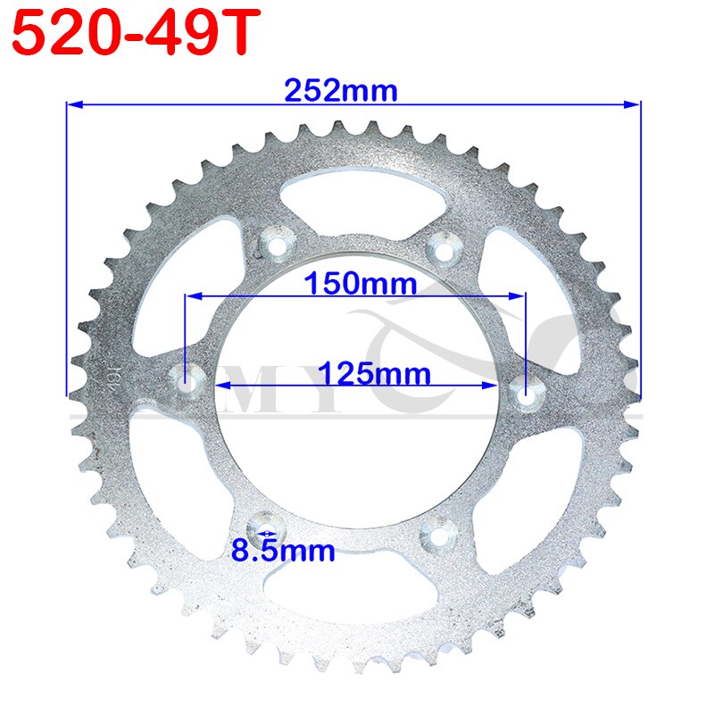 520 Chains 43T/45T/47T/49T Motorcycle Chain Sprock... – Vicedeal