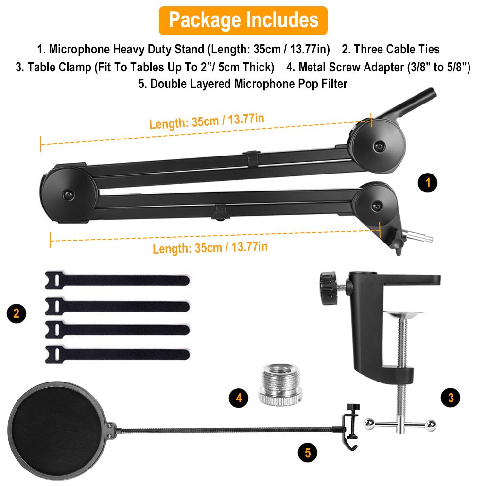 GEVO Microphone Stand With Pop Filter and Shock Mo... – Grandado