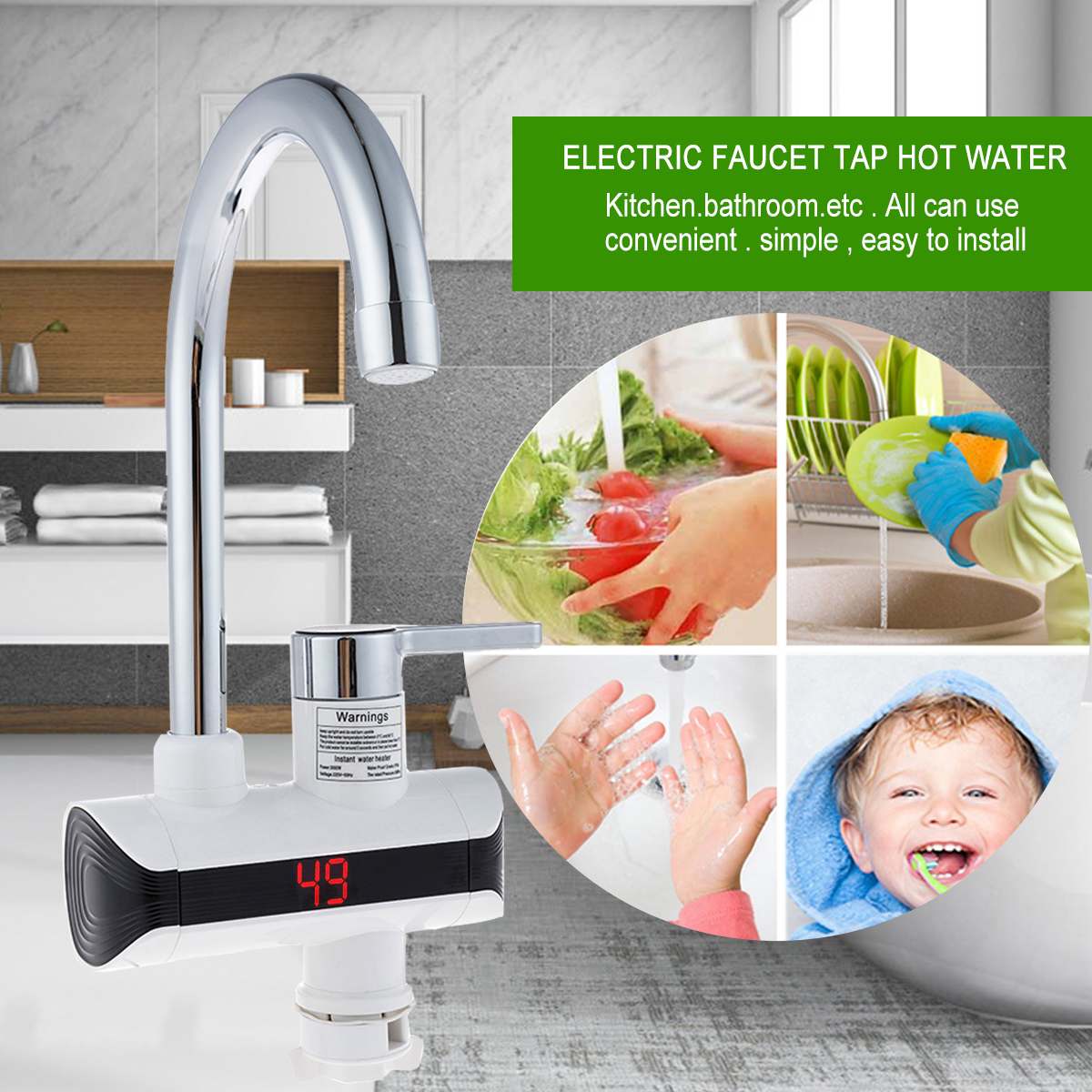 220V 3000W Instant Electric Faucet Tap Water Cold ... – Grandado