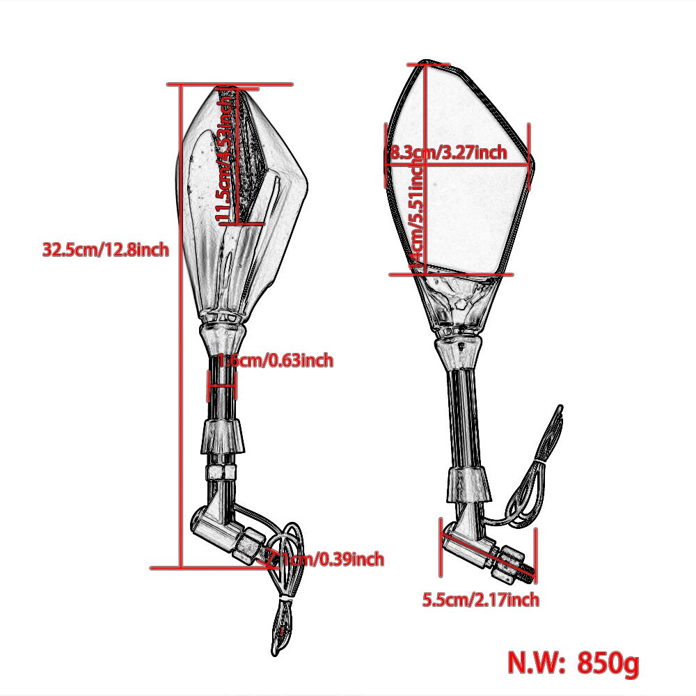 Motorcycle Universal Rearview Mirror w/ Turn Signa... – Grandado