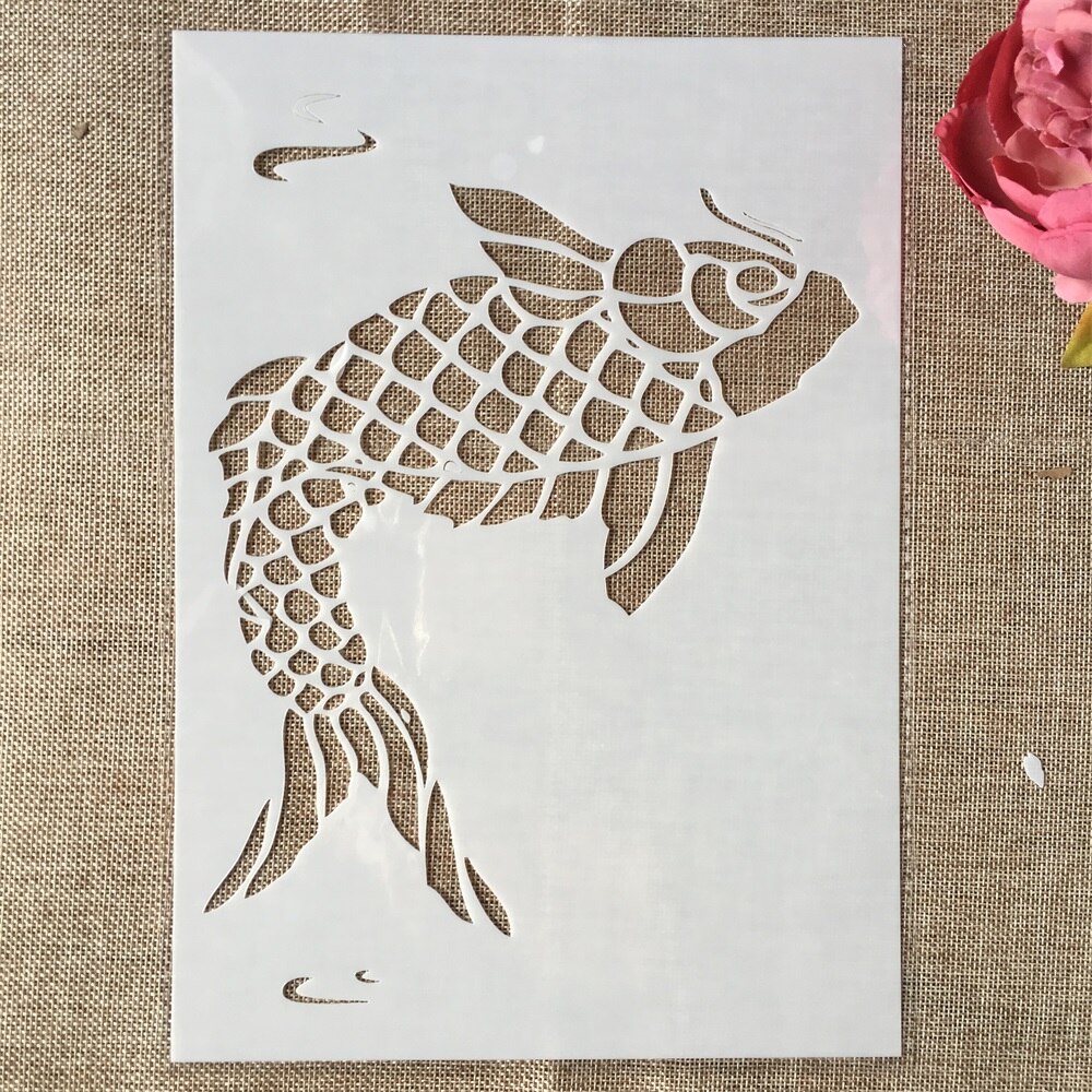 29cm A4 Big Carp DIY Layering Stencils Wall Painti... – Vicedeal